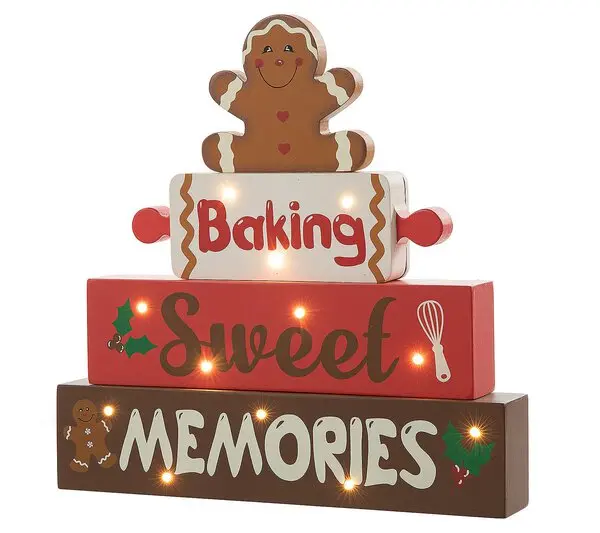 GLITZHOME 12'h Lighted Christmas Gingerbread Ma N Table Decor - One-color