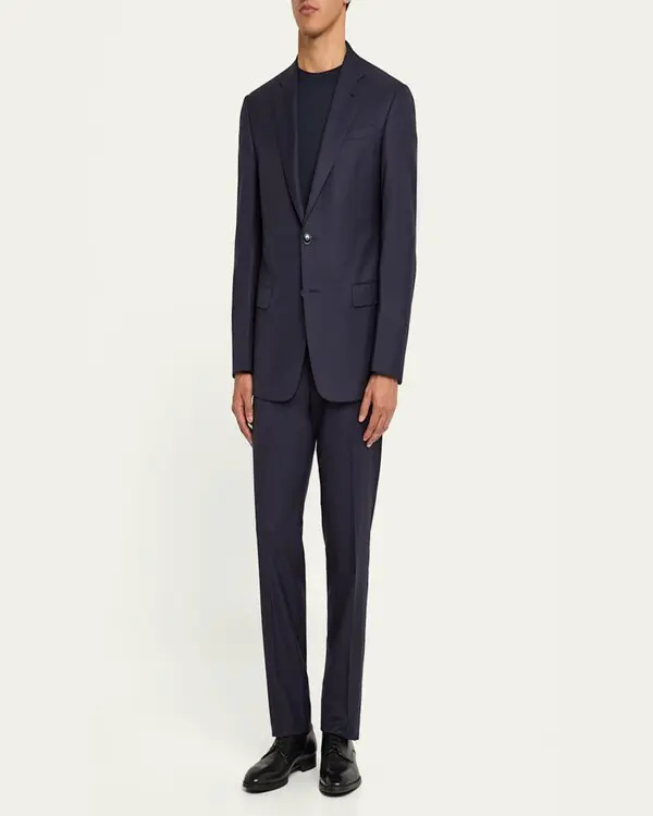 Giorgio Armani Solid Wool Suit - Solid Medium Blue