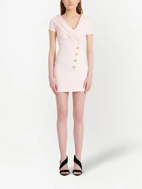 Balmain Fitted Button-embossed Mini Dress