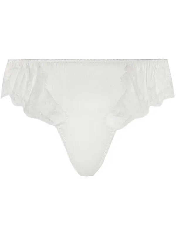 Dolce & Gabbana Lace-detail Satin Thong - White