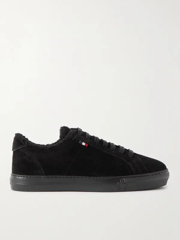 Moncler Shearling-lined Suede Sneakers - Black