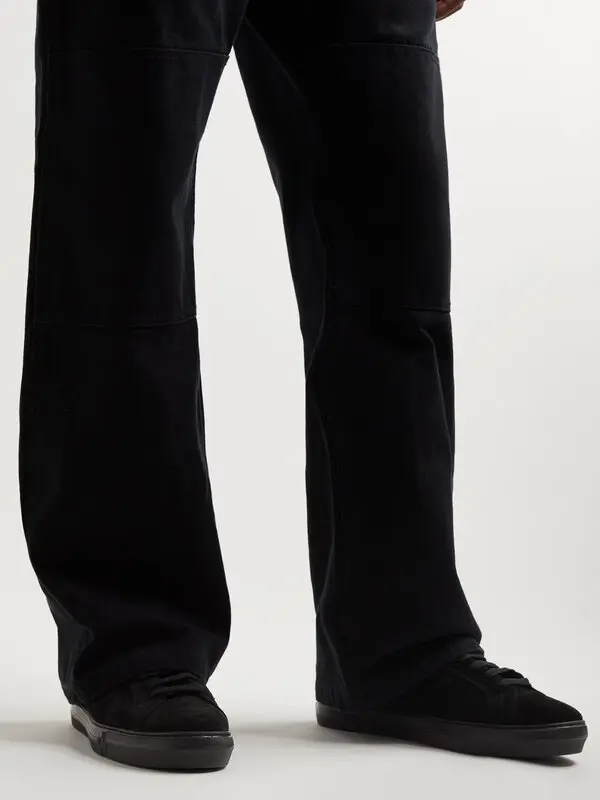 Moncler Shearling-lined Suede Sneakers - Black
