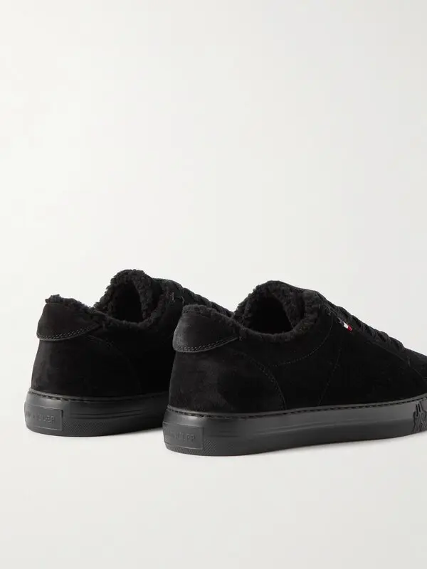 Moncler Shearling-lined Suede Sneakers - Black