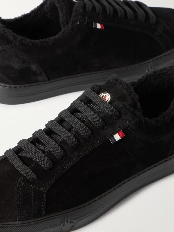 Moncler Shearling-lined Suede Sneakers - Black