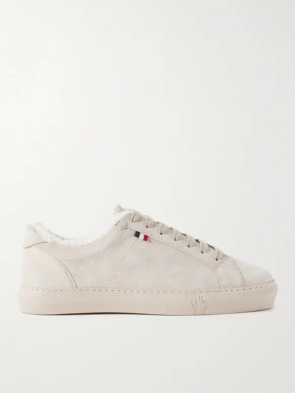Moncler New Monaco Shearling-lined Suede Sneakers - Neutrals
