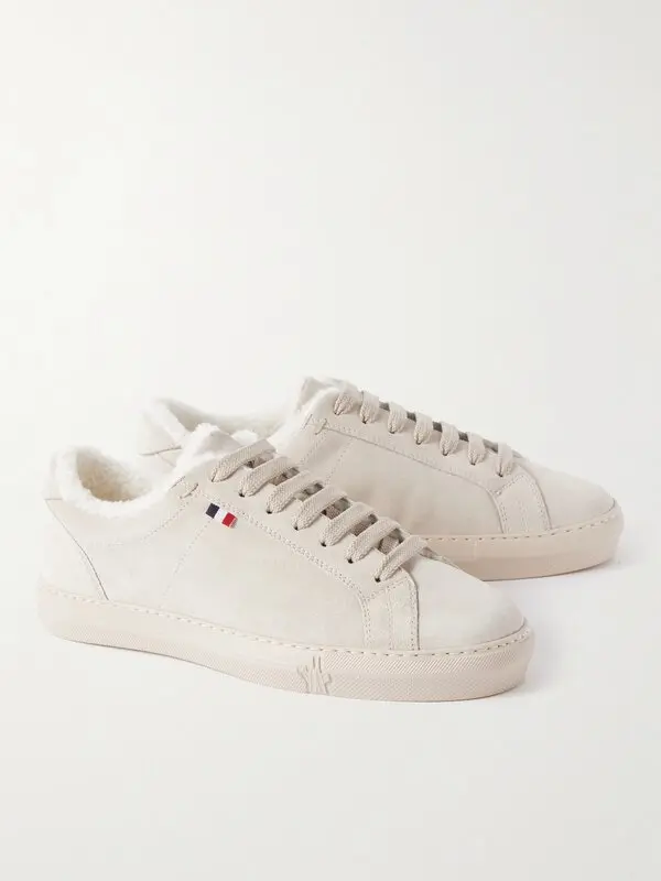 Moncler New Monaco Shearling-lined Suede Sneakers - Neutrals