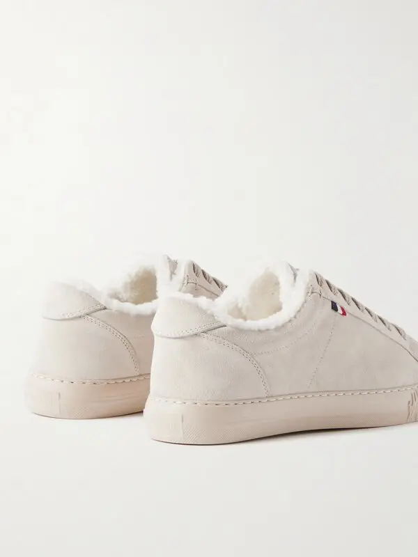 Moncler New Monaco Shearling-lined Suede Sneakers - Neutrals