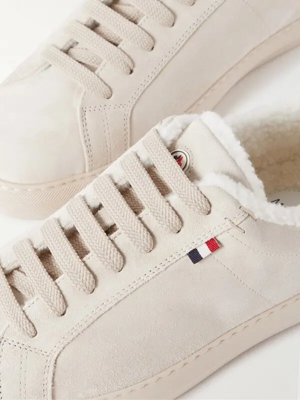 Moncler New Monaco Shearling-lined Suede Sneakers - Neutrals