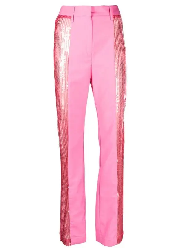 ROTATE BY BIRGER CHRISTENSEN Mya Sequin-panel Trousers - Pink