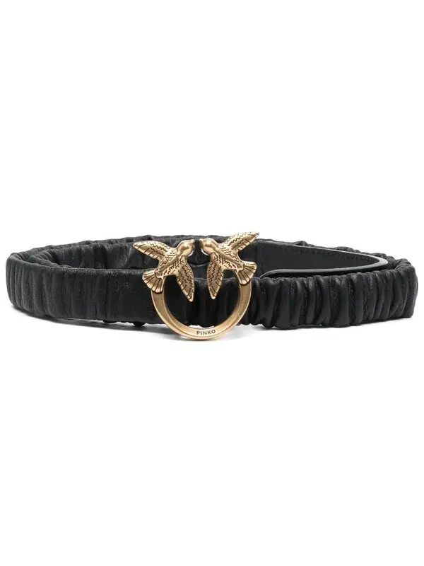 Pinko Logo-plaque Leather Belt - Black