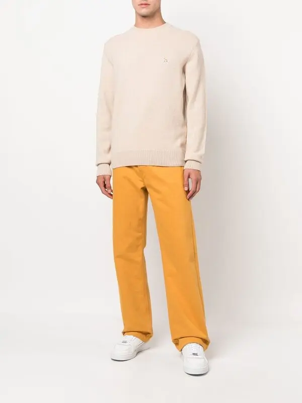 Maison Kitsuné Logo-patch Wool Jumper - Neutrals