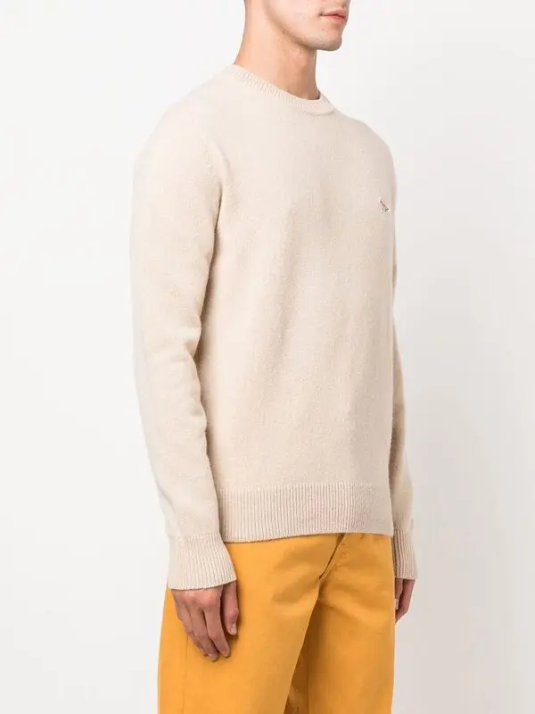 Maison Kitsuné Logo-patch Wool Jumper - Neutrals