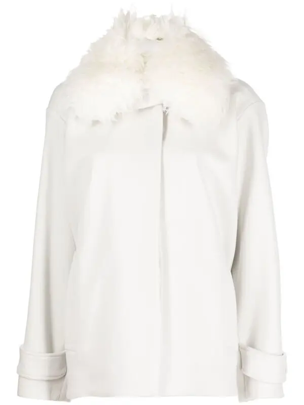 Stella McCartney Faux-fur Collar Wool Coat - Neutrals