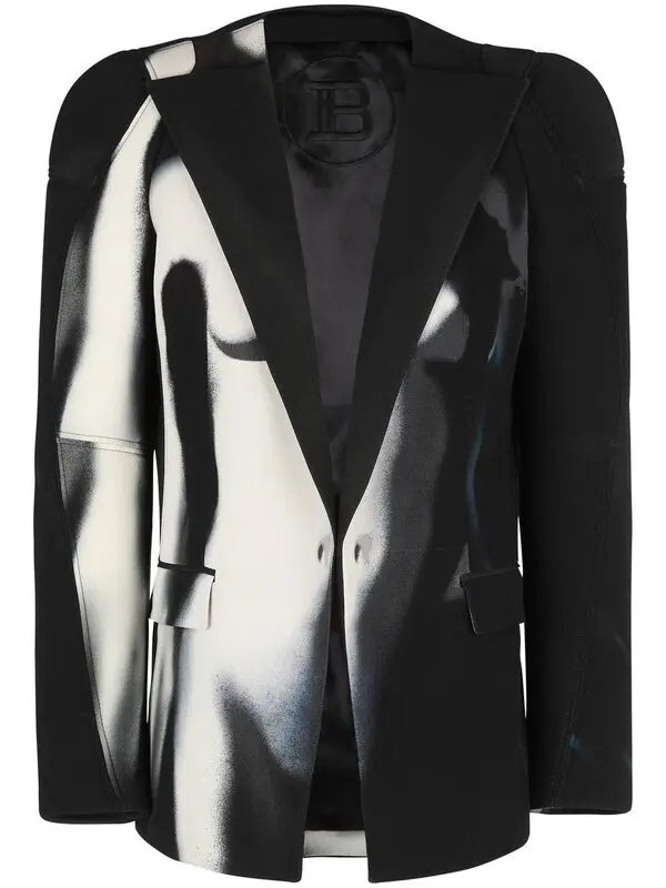Balmain Graphic Body Print Blazer - Black