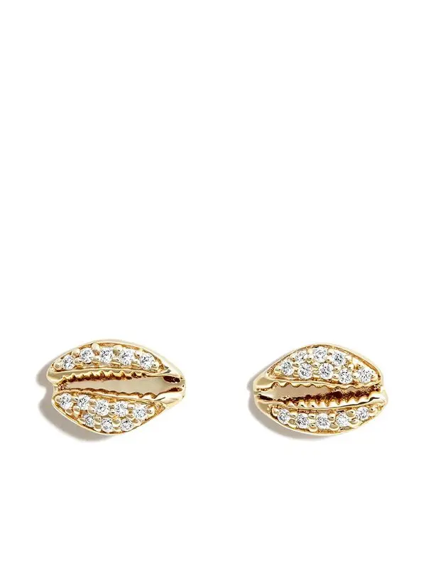 SYDNEY EVAN 14kt Diamond Cowrie Shell Stud Earrings