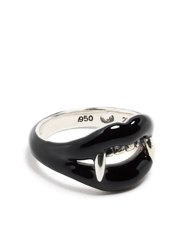 Yohji Yamamoto Vampire Fang Silver-plated Ring - Black