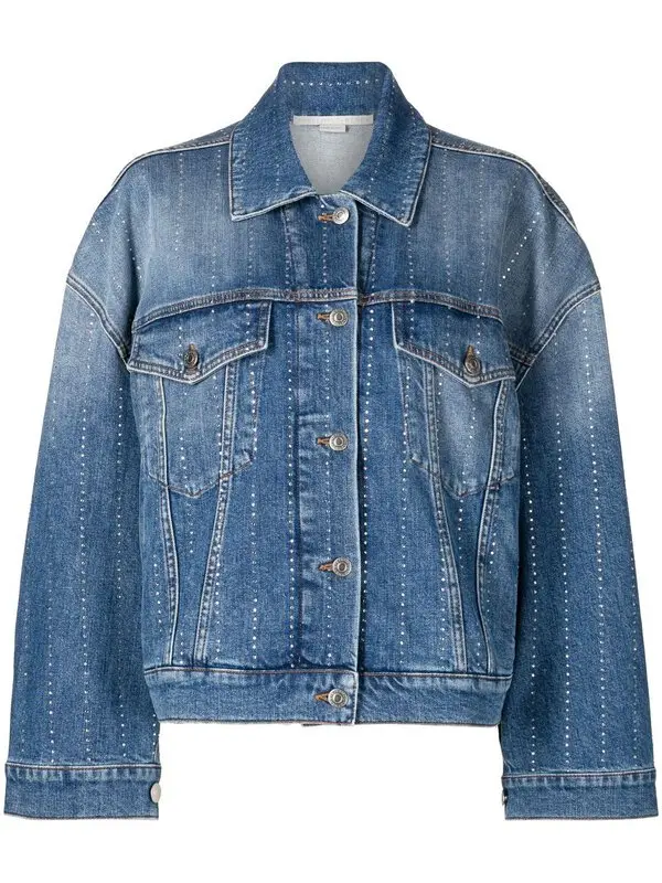 Stella McCartney Rhinestone Embellished Denim Jacket - Blue