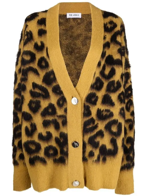 Attico Leopard-intarsia Knitted Cardigan