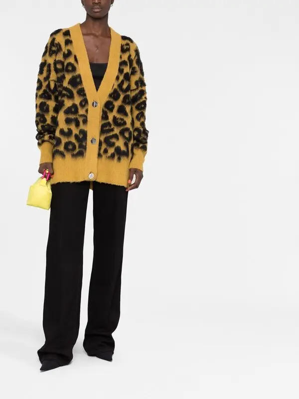Attico Leopard-intarsia Knitted Cardigan