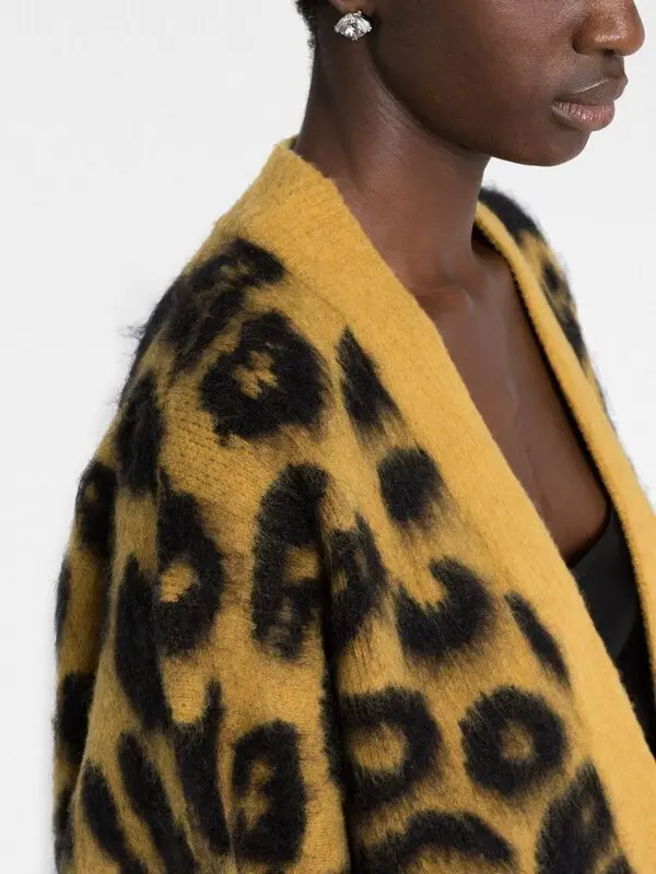 Attico Leopard-intarsia Knitted Cardigan
