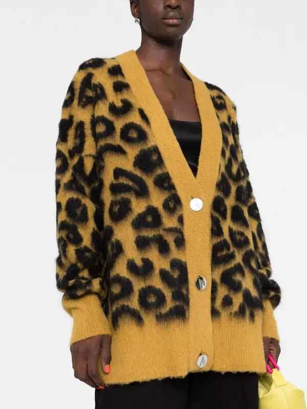 Attico Leopard-intarsia Knitted Cardigan