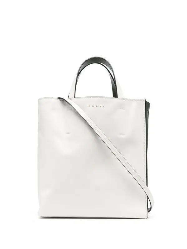 Marni Small Museo Leather Tote Bag - White