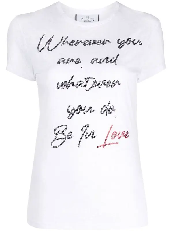 Philipp Plein Crystal Embellished-slogan T-shirt - White