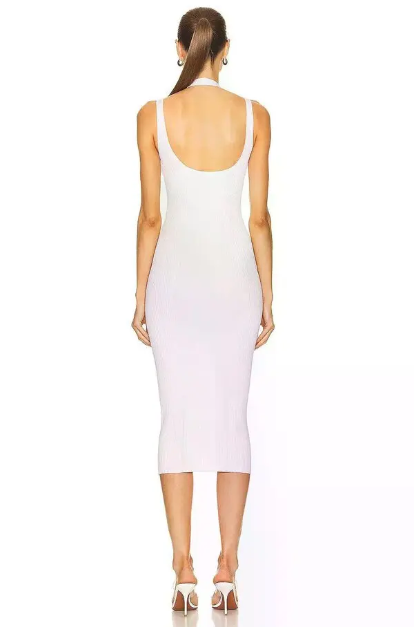 Alaïa Ribbed Halterneck Midi Dress With Shoulder Cut-outs