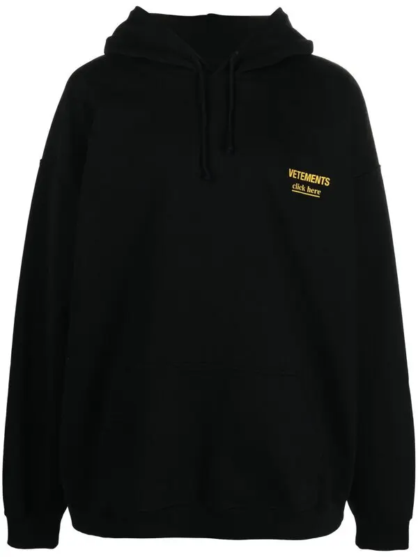 Vetements Embroidered Logo Hoodie - Black