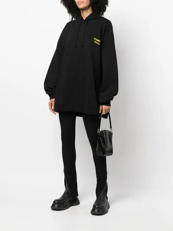 Vetements Embroidered Logo Hoodie - Black