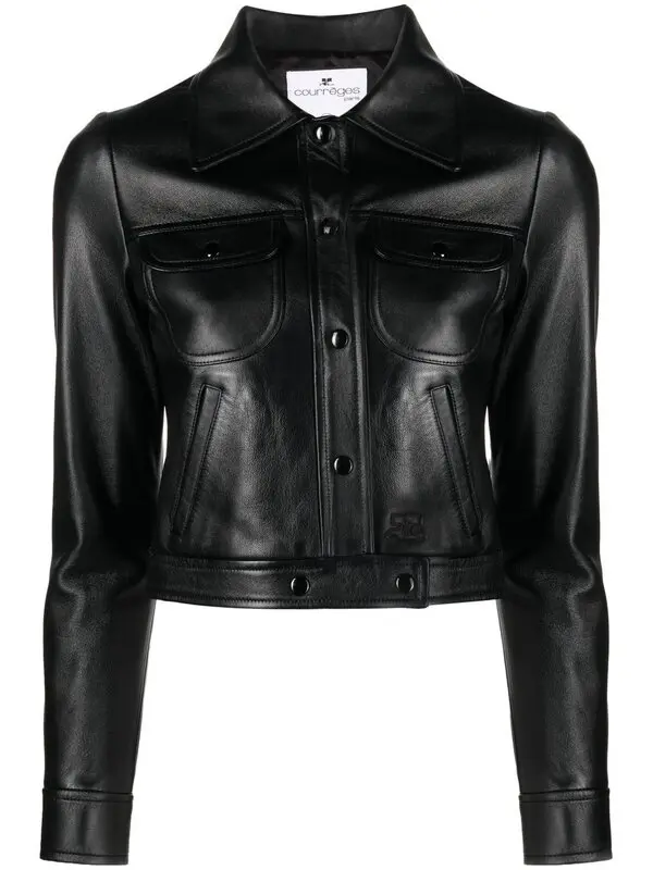 COURREGES Cropped Leather Jacket