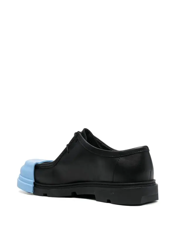 Camper Lace-up Leather Derby Shoes With Rubber Toecap And Lug Sole - Black