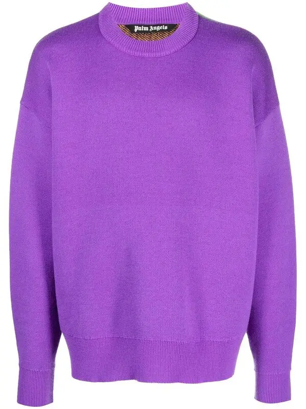 Palm Angels Palm Tree Wool-knit Jumper - Purple
