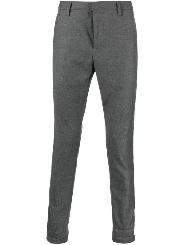 DONDUP Virgin Wool Tapered Trousers - Grey