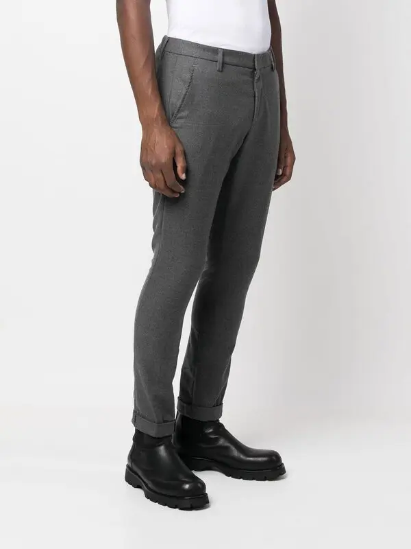 DONDUP Virgin Wool Tapered Trousers - Grey