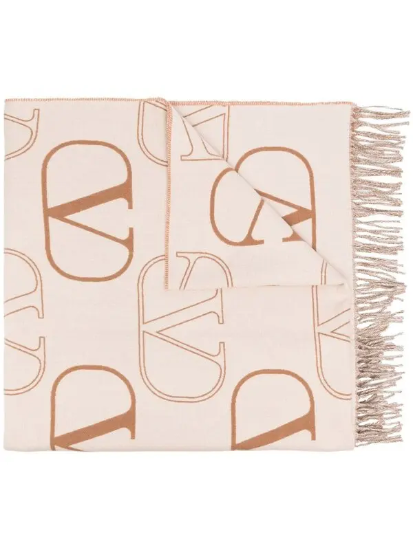 Valentino Garavani Vlogo Signature Jacquard-knit Scarf - Neutrals