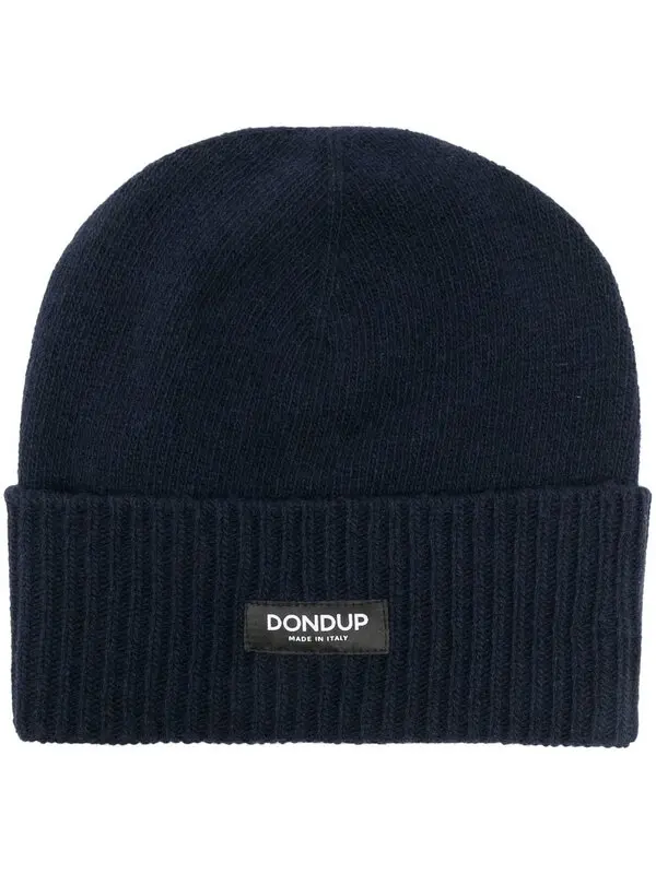 DONDUP Logo Patch Beanie - Blue