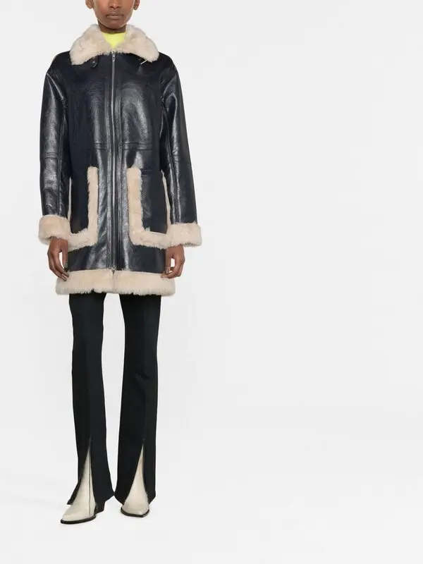 STAND STUDIO Haley Shearling-trimmed Faux-leather Coat