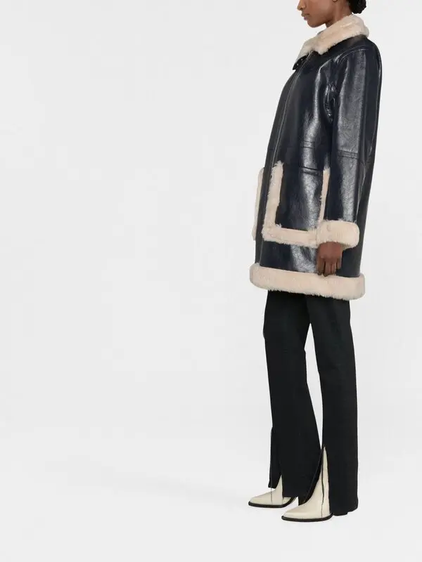 STAND STUDIO Haley Shearling-trimmed Faux-leather Coat