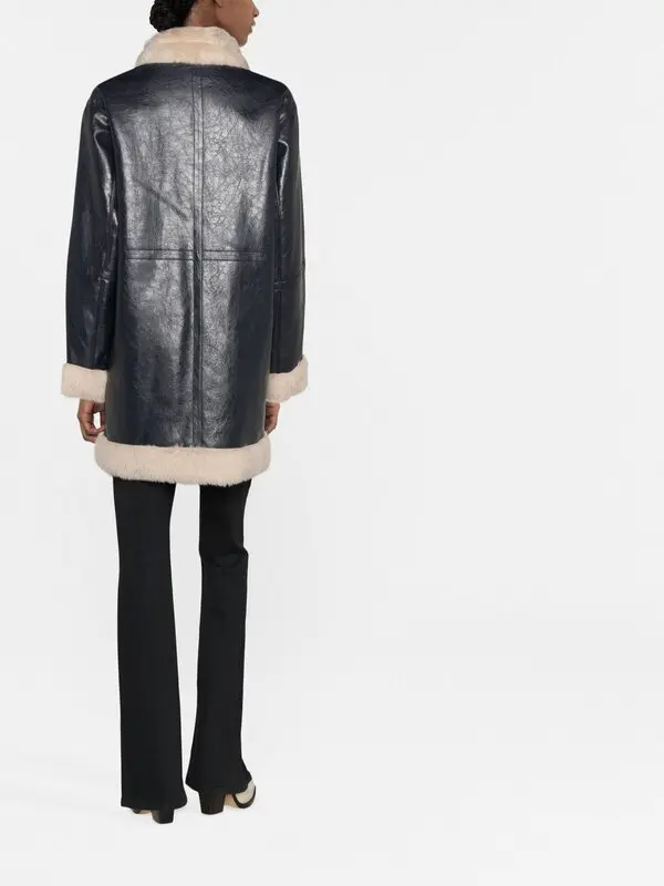 STAND STUDIO Haley Shearling-trimmed Faux-leather Coat