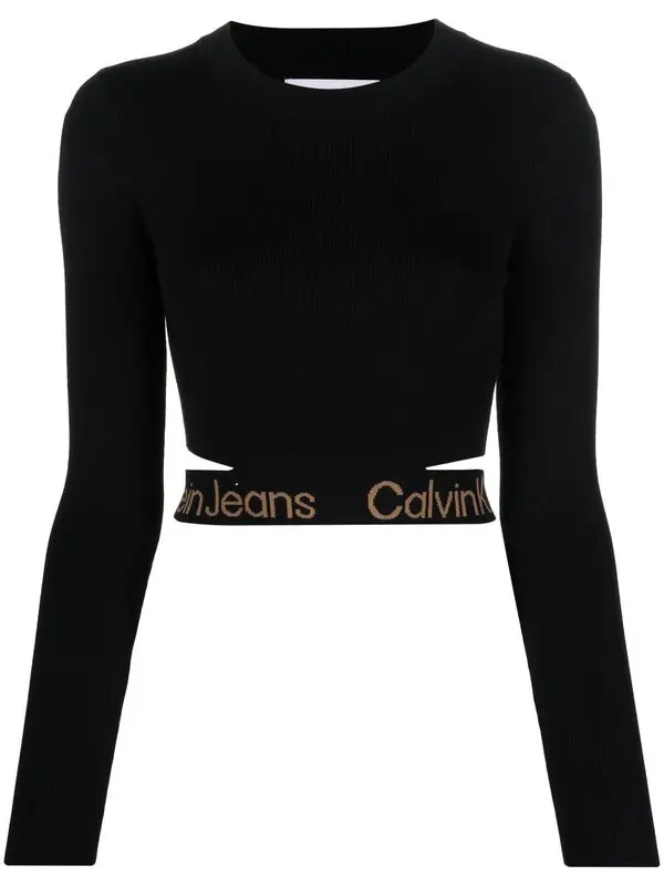 Calvin Klein Cropped Logo-band Knitted Top