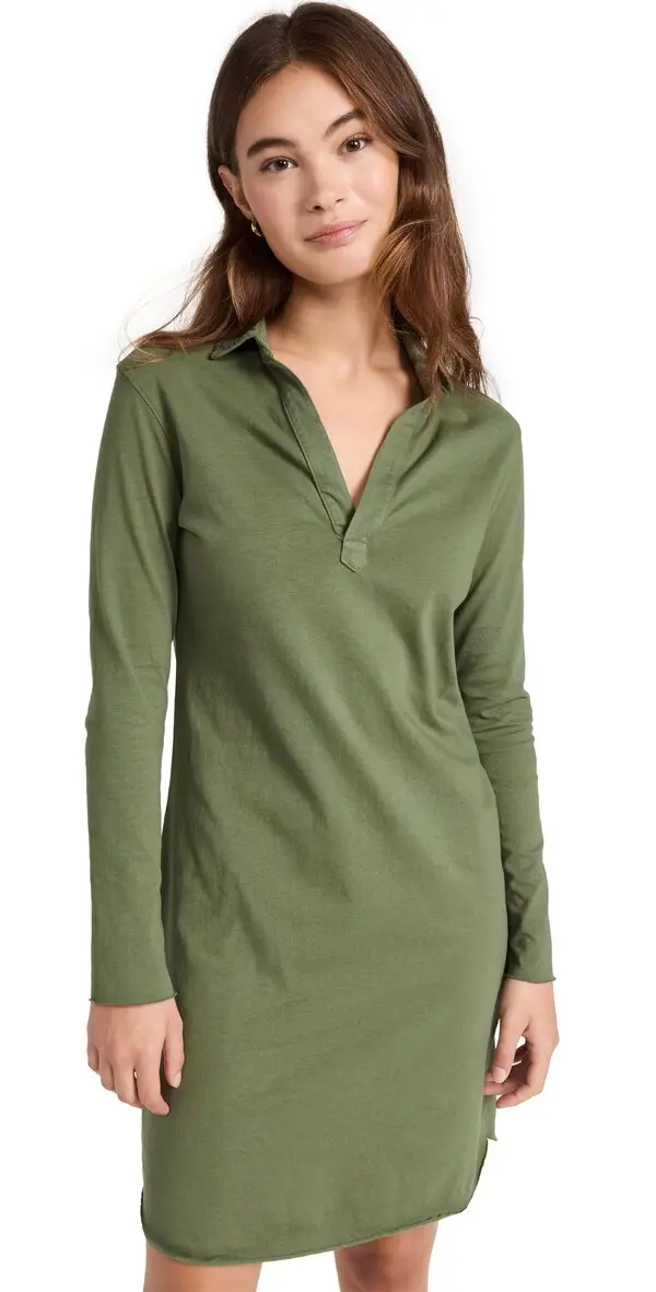 Frank & Eileen Long Sleeve Polo Dress - Army Green | Editorialist