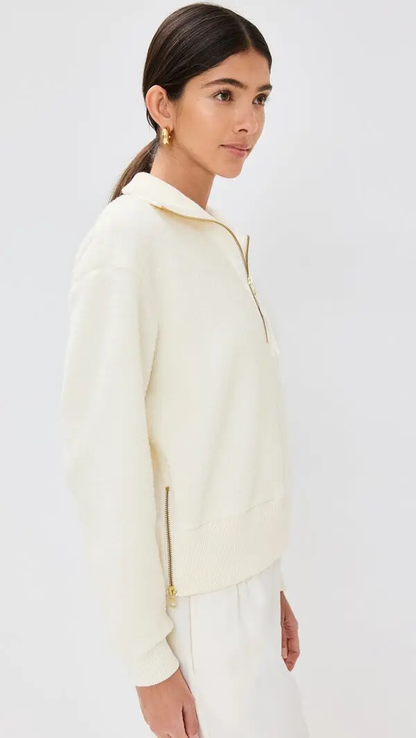 Varley Roselle Fleece Half Zip Pullover - Egret