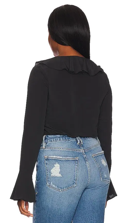 MORE TO COME Denise Ruffle Tie Top - Black