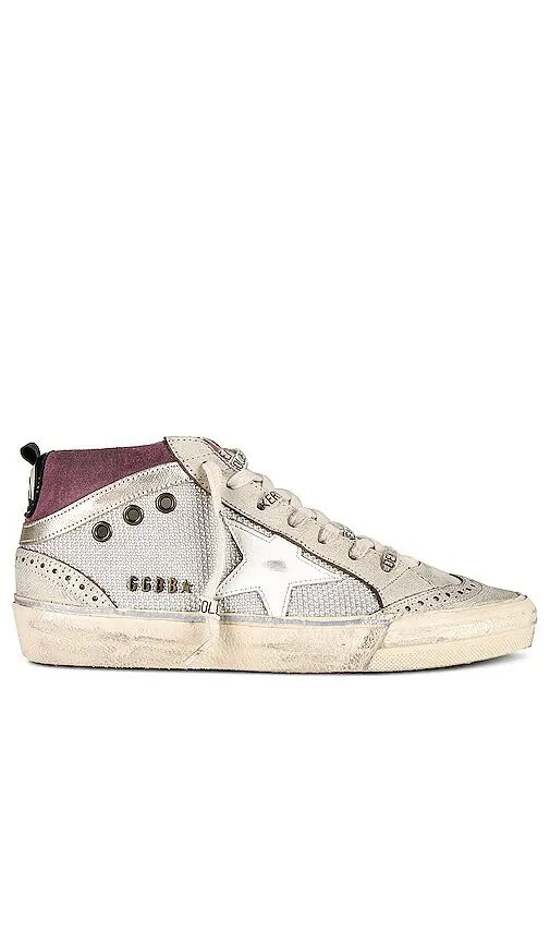 Golden Goose Mid Star Glitter Sneakers Silver Violet White White