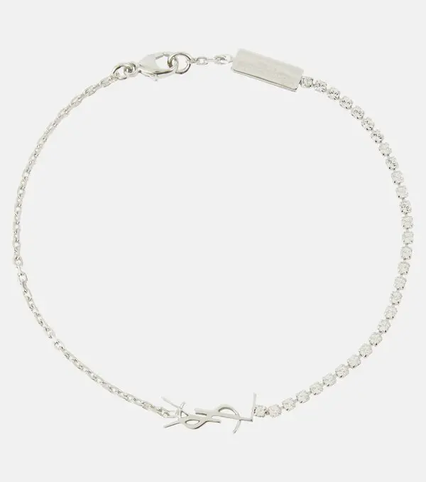 Saint Laurent Opyum Crystal-embellished Bracelet - Silver