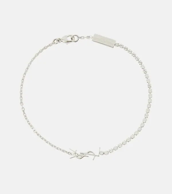 Saint Laurent Opyum Crystal-embellished Bracelet - Silver