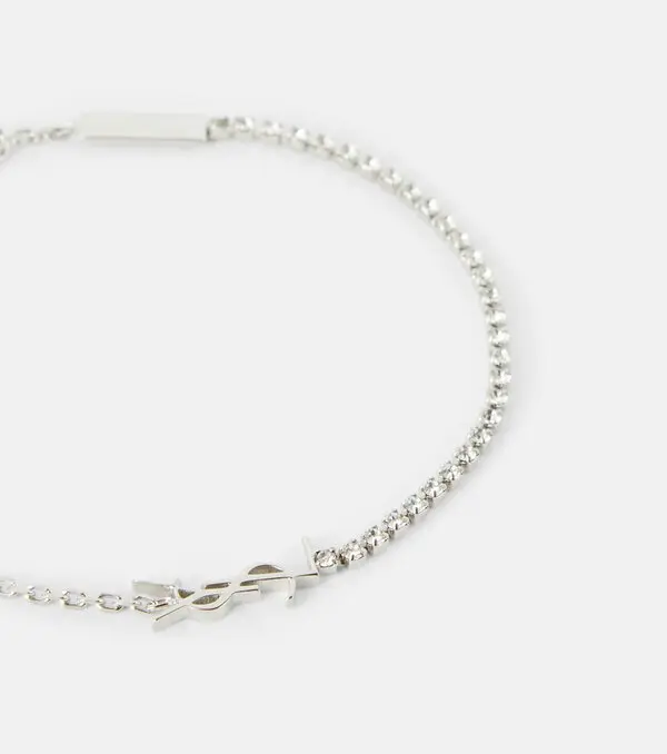 Saint Laurent Opyum Crystal-embellished Bracelet - Silver