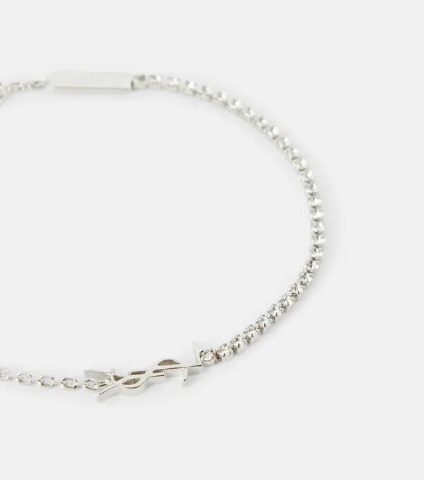 Saint Laurent Opyum Crystal-embellished Bracelet - Silver