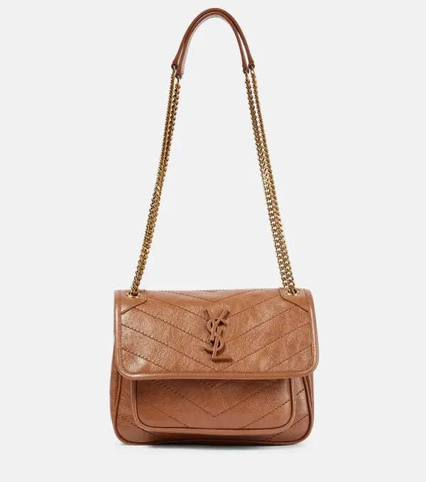 Saint Laurent Niki Baby Leather Shoulder Bag - Brown